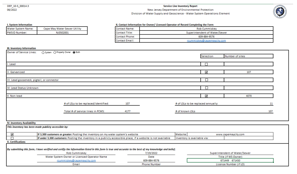 Official Website for the City of Cape May NJ - Lead Service Line ...